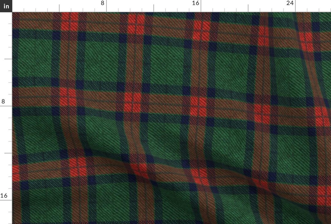 Dark Green and Red Plaid Fabric - Traditional Tartan by ...