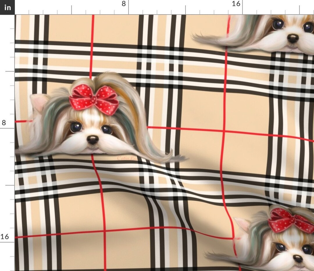 Yorkies Fabric Parti Biewer Yorkieplaid Xl by Catialee Yorkshire ...