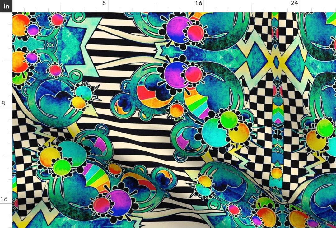 Pop Art Fabric - Funky Town by Whimzwhirled - Pop Art Cotton Fabric by ...