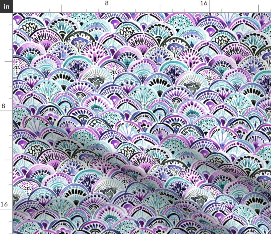 Mermaid Scales Fabric Mermaid Medallion by Crystal Walen - Etsy