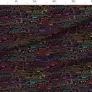 Rainbow Circuit Board Fabric Circuit Nerd Black Black Background by ...