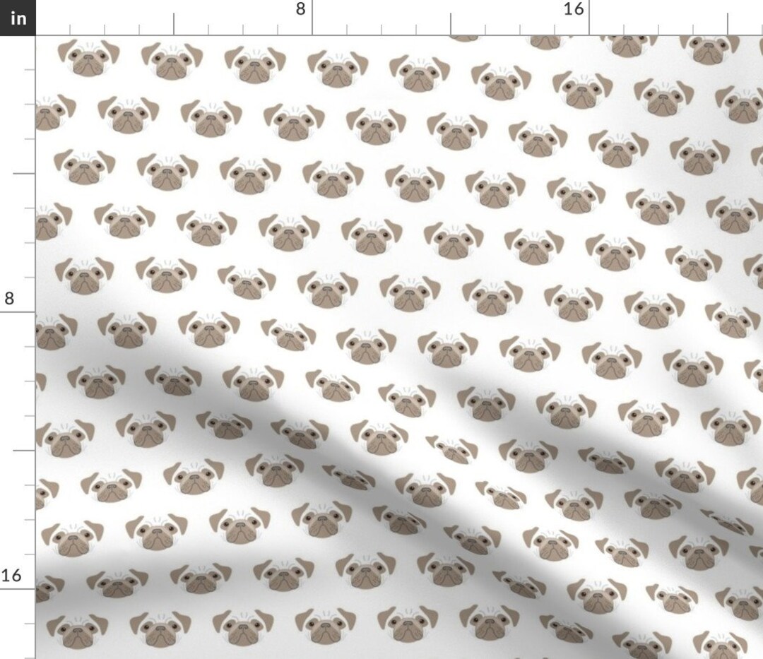 Pug Puppy Fabric Pugs Brown and White by Lilcubby Pug Face Dog Puppy ...