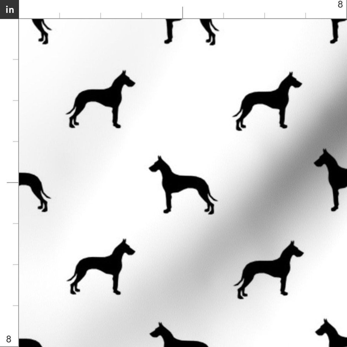 Great Dane Fabric Great Dane Silhouette Dog Fabric White by - Etsy