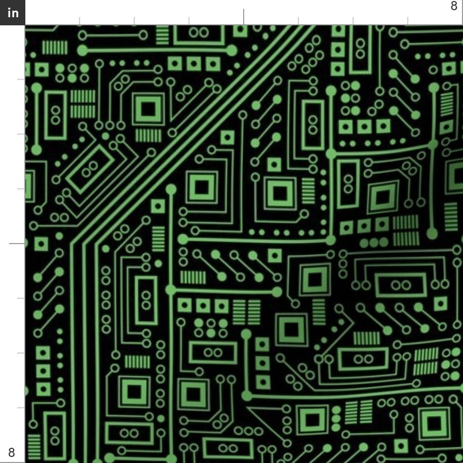 Memory Board Fabric Evil Robo Circuits by Robyriker - Etsy