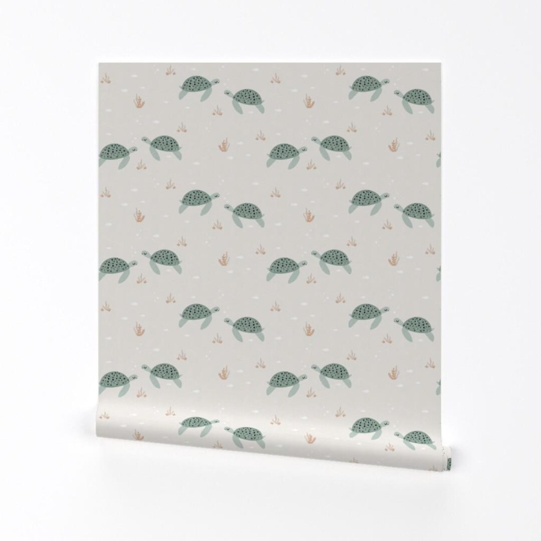 Boho Sea Turtles Removable Peel and Stick Wallpaper - Coastal Nautical ...