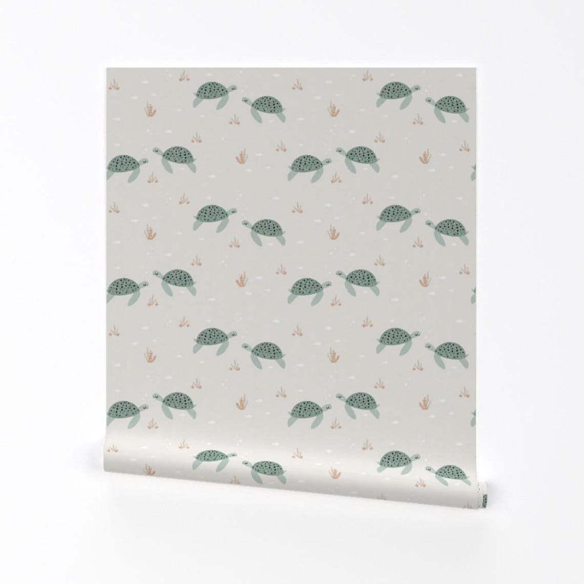 Boho Sea Turtles Removable Peel and Stick Wallpaper - Coastal Nautical ...