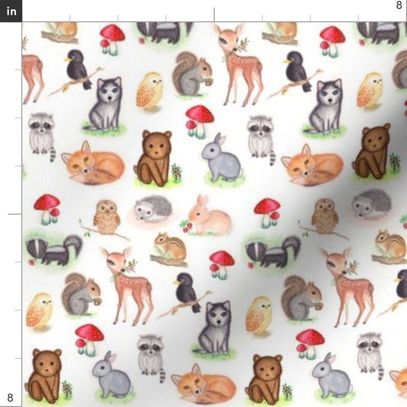 Woodland Animals Fabric Woodland Animals by Martadalloul - Etsy