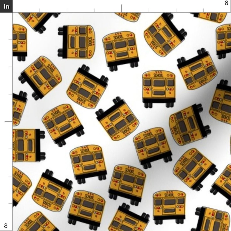 Yellow Buses Fabric - Scattered School Bus by Justbejoyfuldesigns ...