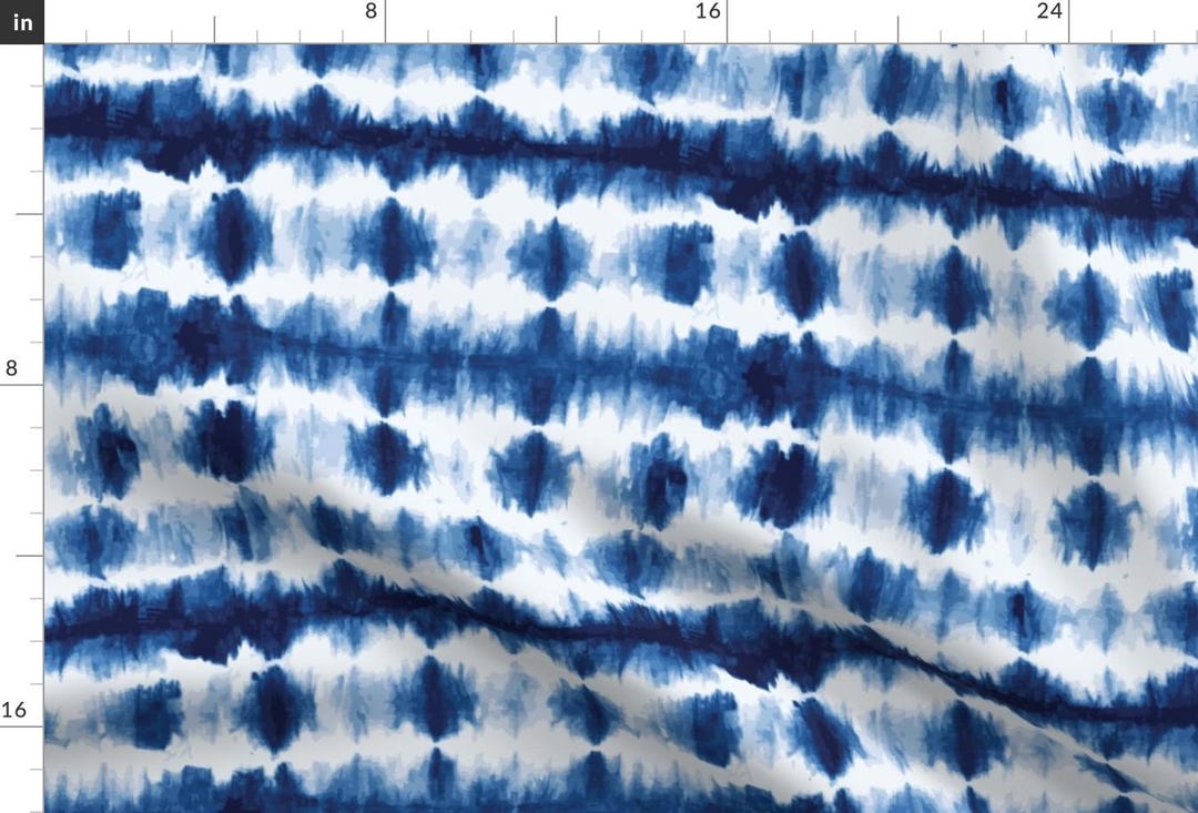 Indigo Blue Tie Dye Pattern Fabric - Indigo Shibori Stripe by ...