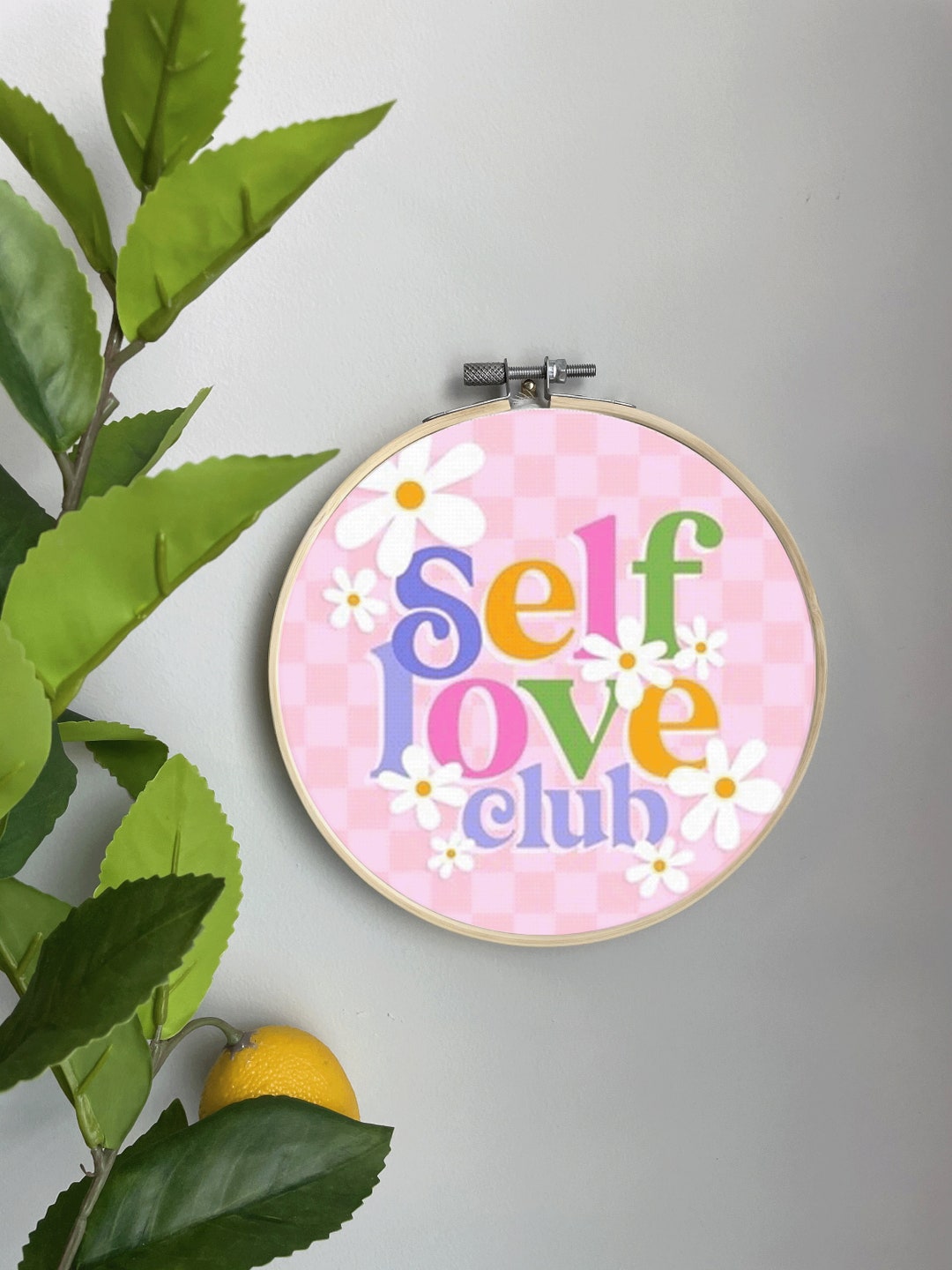 Self Love Embroidery Template on Cotton by Dominique_vari - Retro Check ...