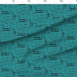 South Carolina Fabric Cities of South Carolina Cities, Teal by Svester ...