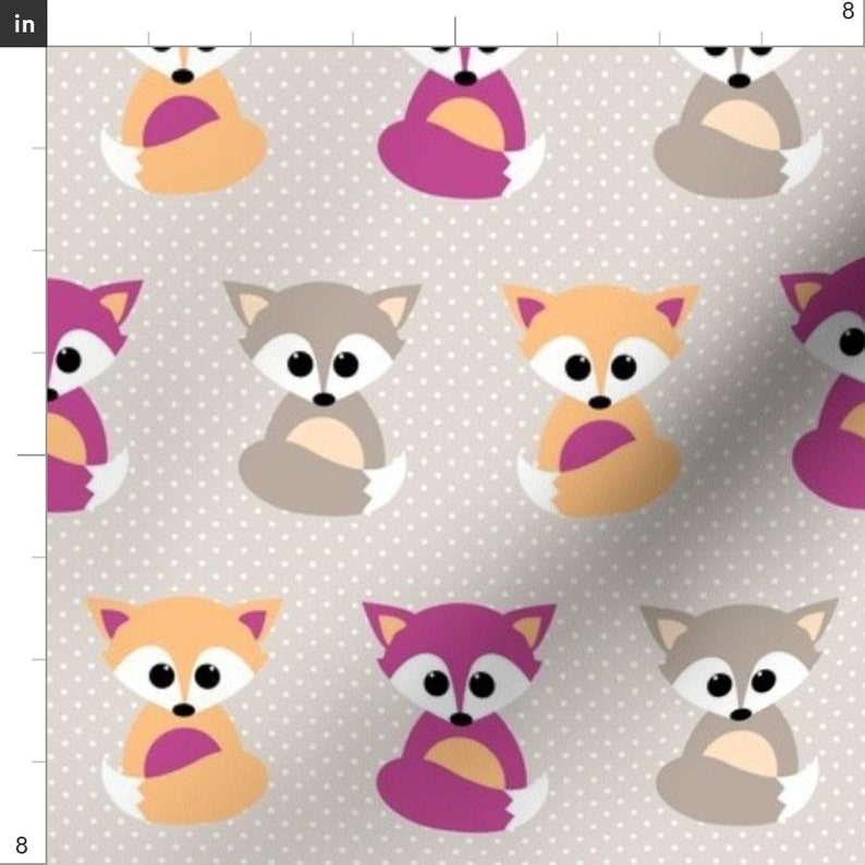 Woodland Fox Baby Fabric Baby Foxes Purple by Heleenvanbuul - Etsy