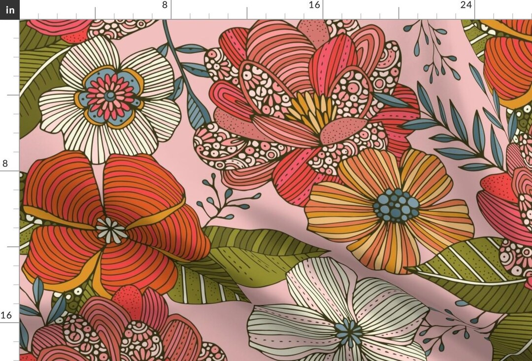 Bohemian Fabric - Bloom Boom Large by Valentinaharper - Floral Hand ...
