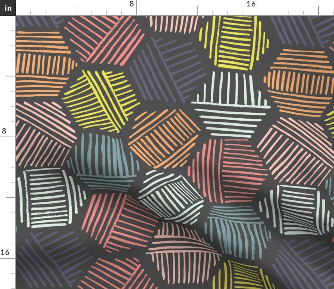 Hexagons Fabric Hexagons by Pragya K Hexagon Gray Pink - Etsy