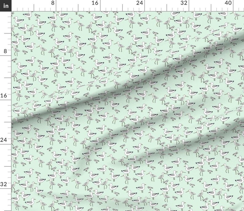 Seagull Fabric Beach Birds by Sweetmelodydesigns Mint - Etsy