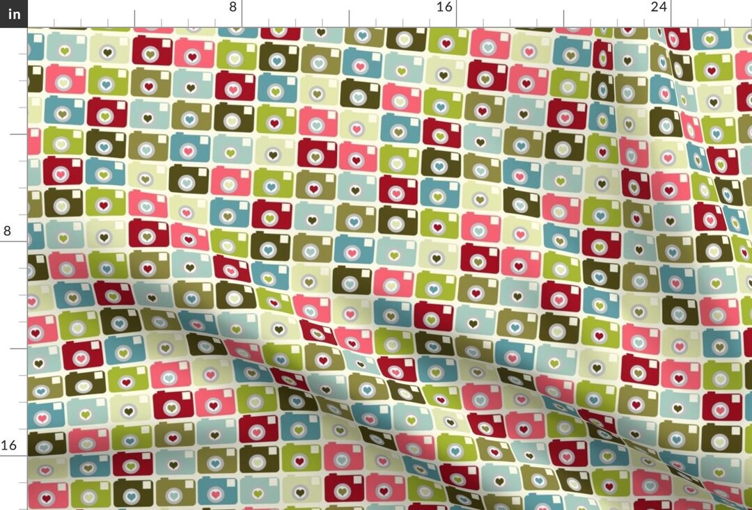 Camera Fabric - Camera Love by Beththompsonart - Camera Cotton Fabric ...