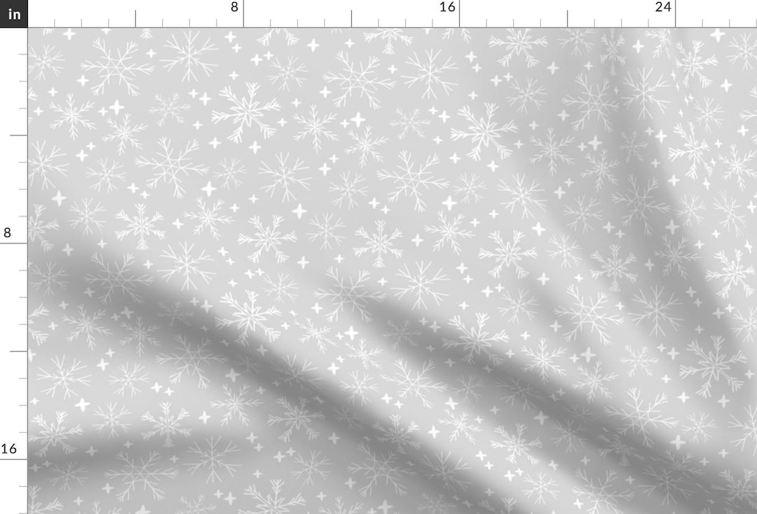 Snowflake Fabric - Winter Snowflakes // Light Gray Winter Snowflakes by ...