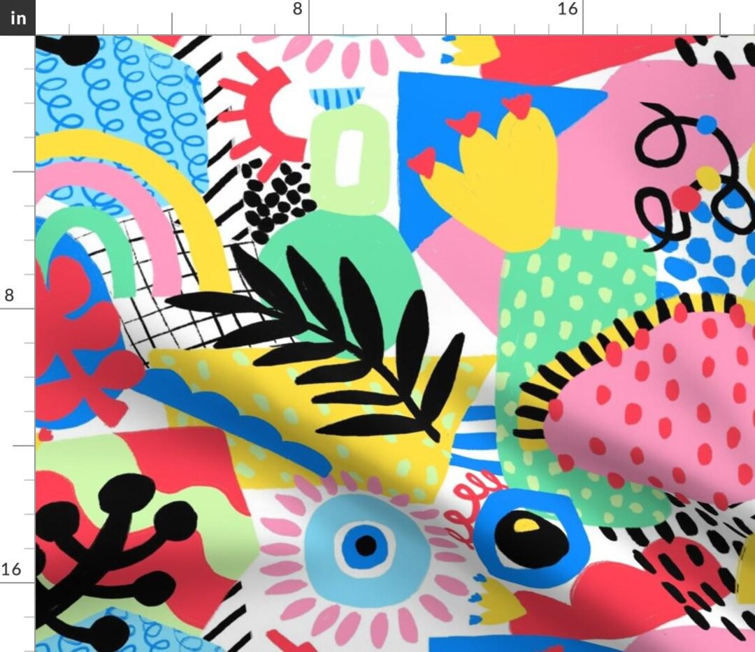 Modern Abstract Fabric Happy Pattern Clash by Sandra_hutter_designs ...