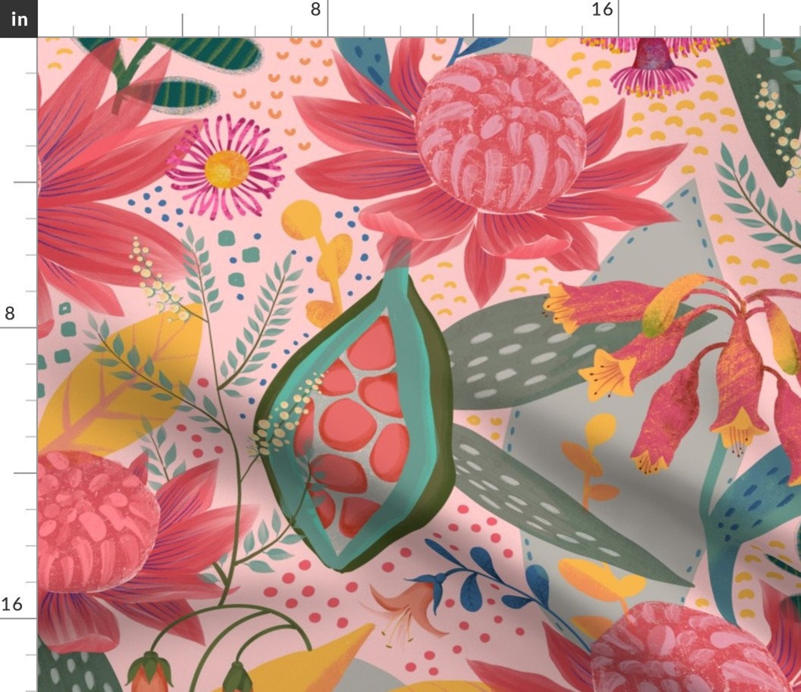 Floral Fabric Australiaflowers by Taranealart Australian - Etsy
