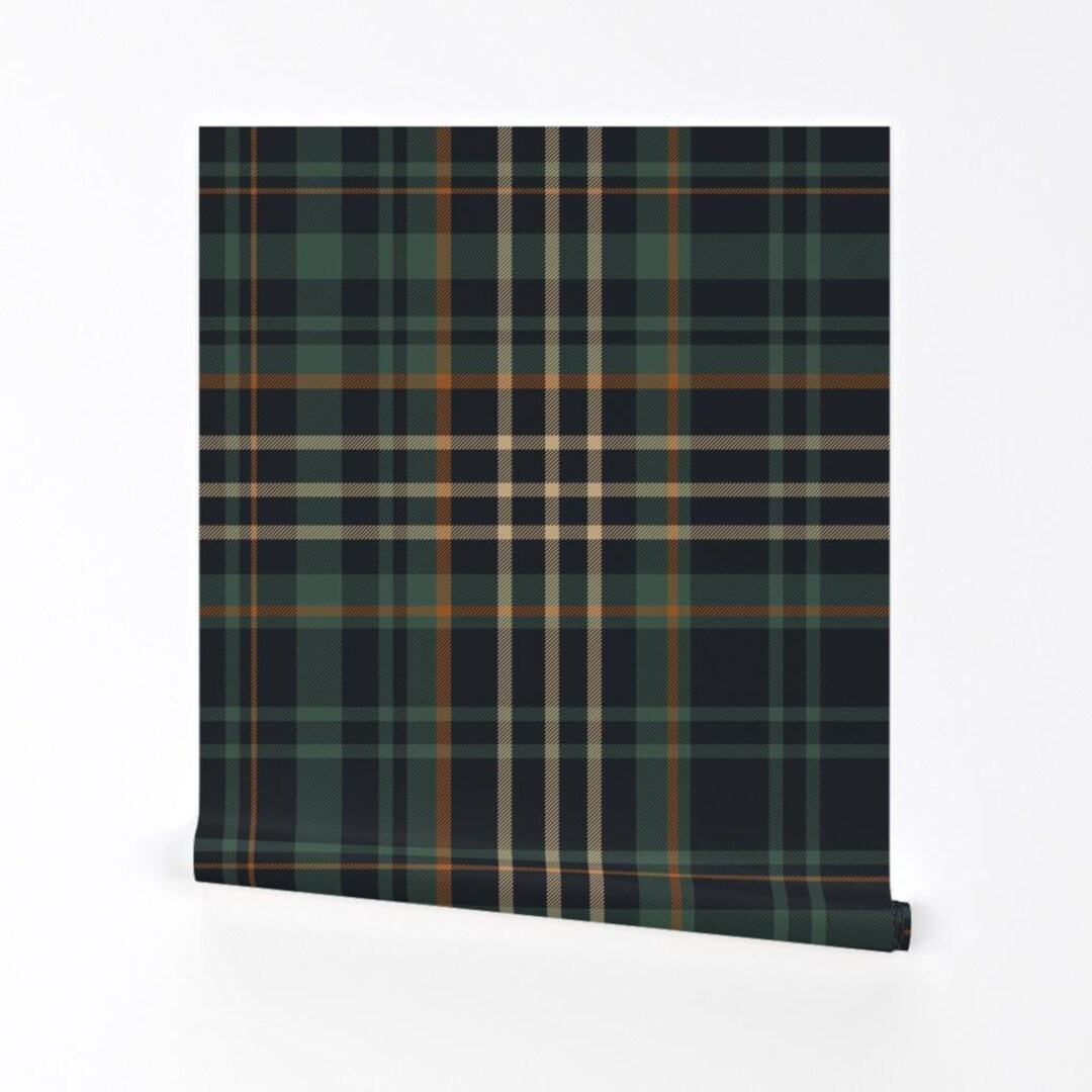 Dark Green Check Removable Peel and Stick Wallpaper - Rustic Cabin ...