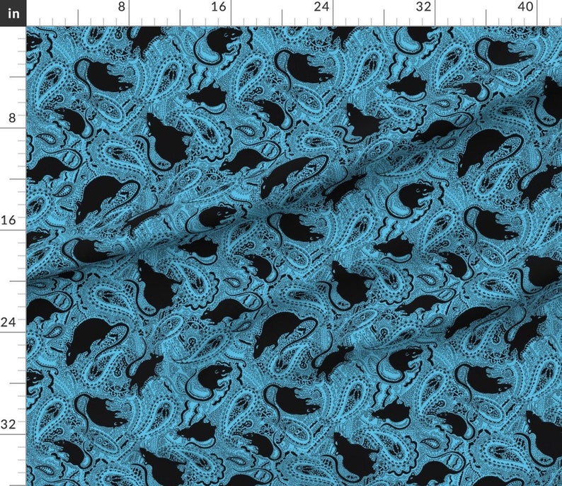 Rat Fabric turquoise Paisley Rats Medium Size by - Etsy