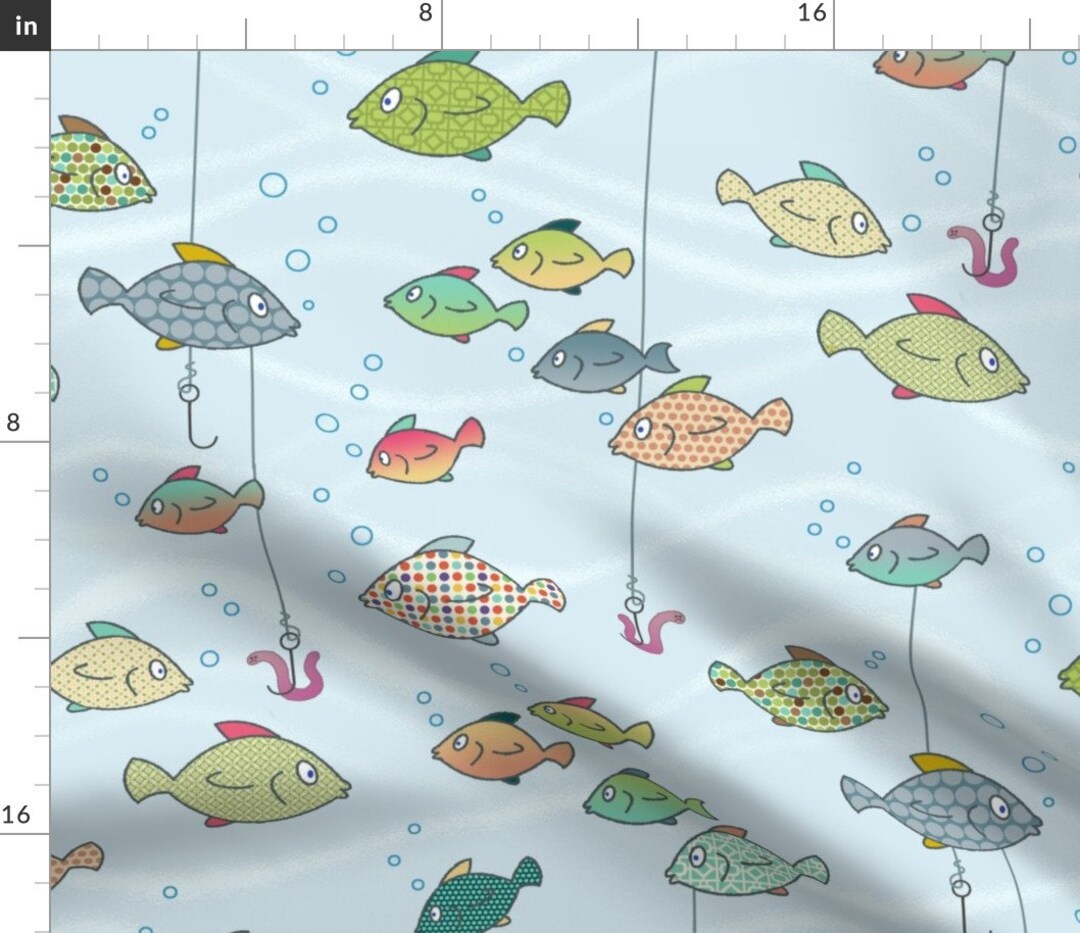 Patterned Fish Fabric Catch of the Day by Littlerhodydesign - Etsy