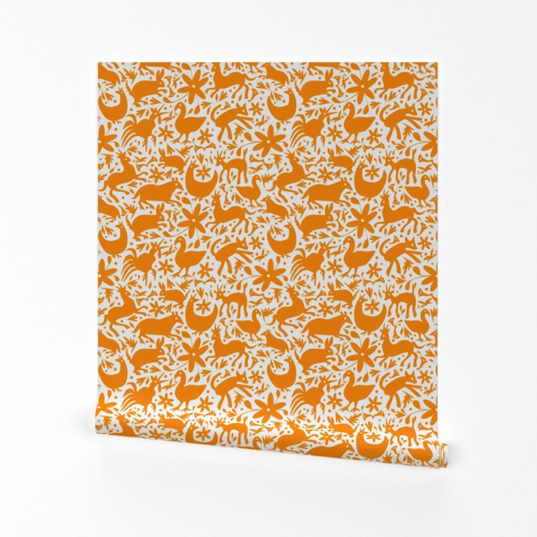 Deer Wallpaper Mexico Springtime Orange White Large Scale by - Etsy