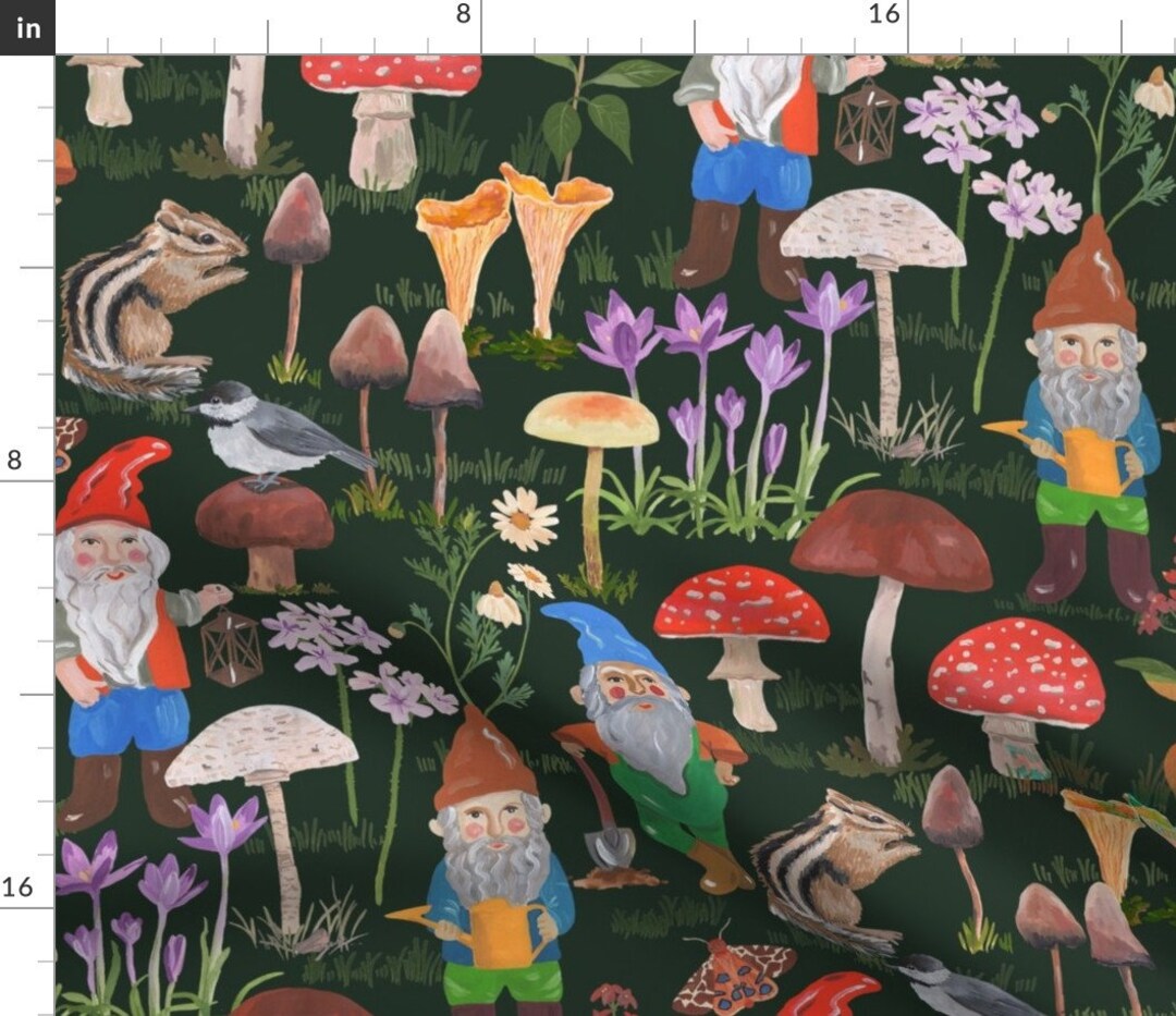 Gnomes Fabric the Gnome World by Dasbrooklyn Fairytale Woodland ...