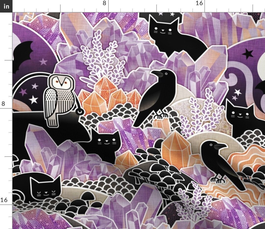 Witch Fabric Magical Night the Witch's Pets by Patricia_lima Magical ...
