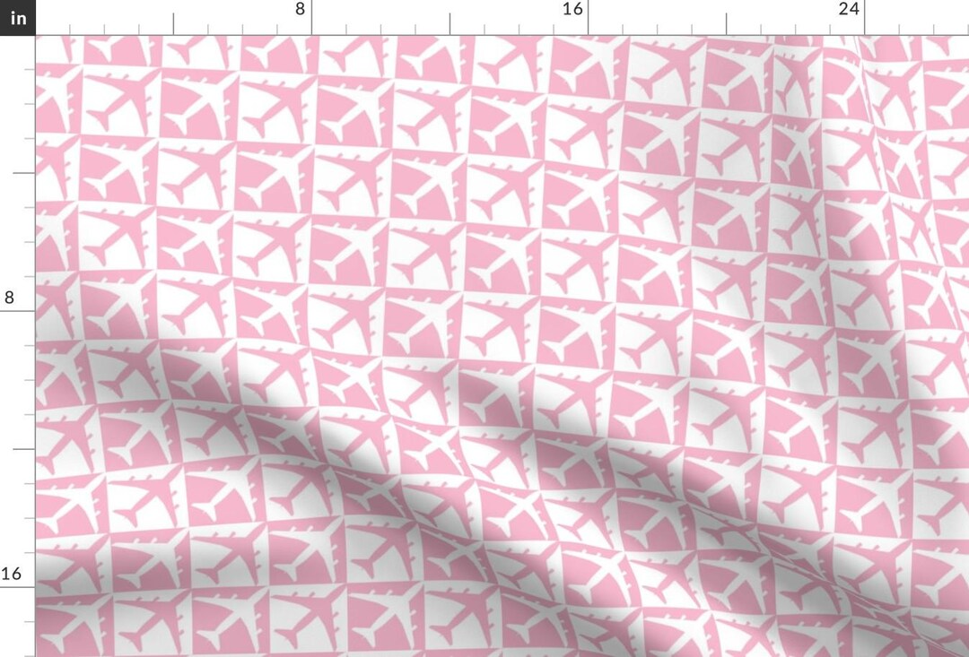 Airplane Fabric - Pink Plane Check by Toothpanda - Airplane Plane Pilot ...