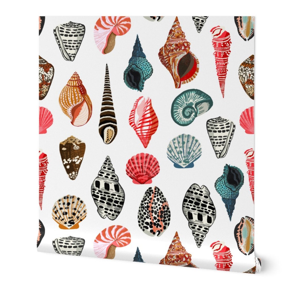 Seashell Wallpaper Ocean Nautical White Summer by Andrea | Etsy