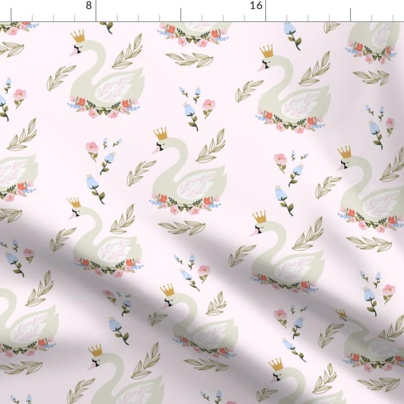 Pink Swan Quilting Fabric - Etsy