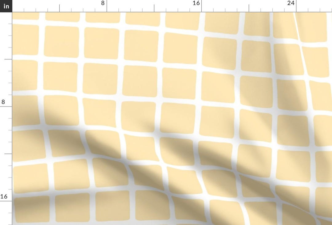 Yellow Check Grid Fabric - Yellow Windowpane Check by Katelovespatterns ...