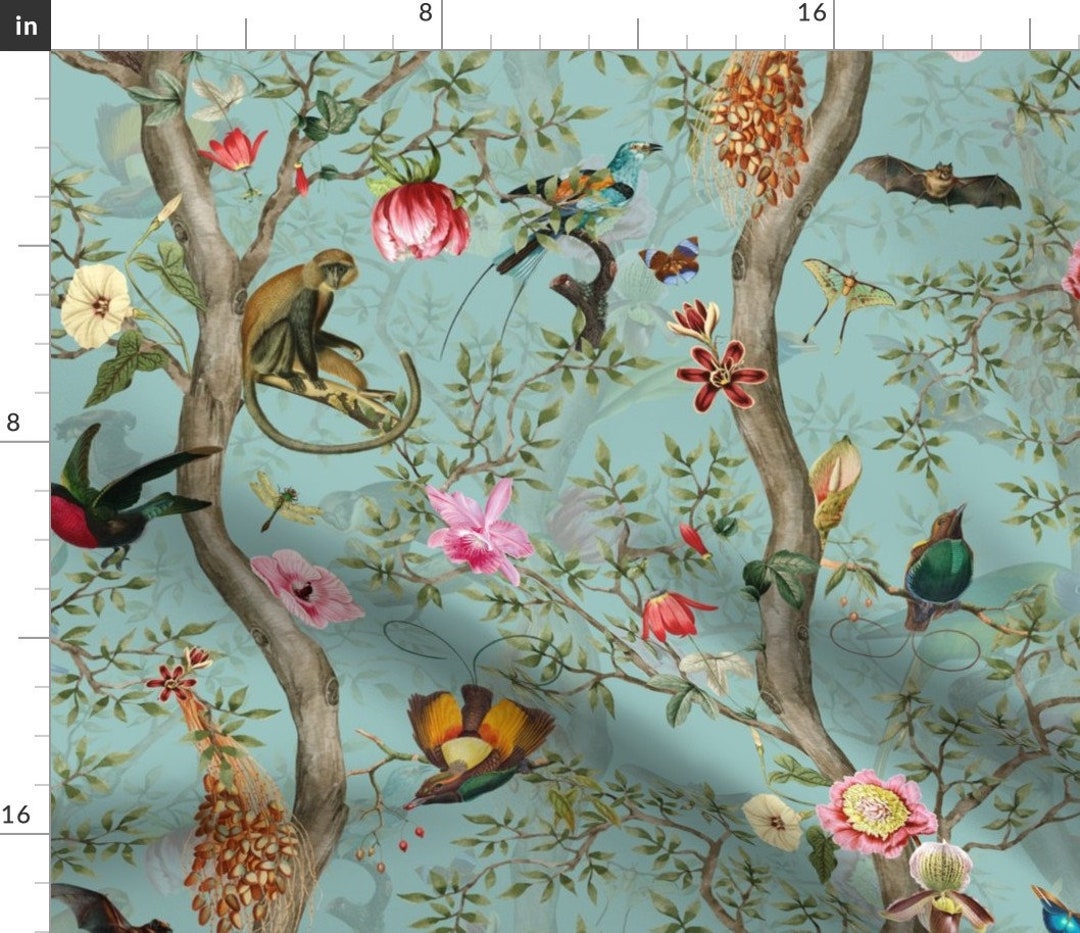 Romantic Chinoiserie Fabric Vintage Tropical by Utart Nostalgic Antique ...