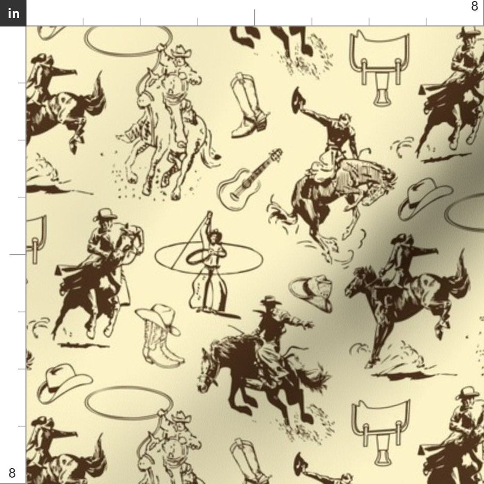 Bronco Rodeo Cowboy Fabric Cowboys Rodeo Western Horses by - Etsy