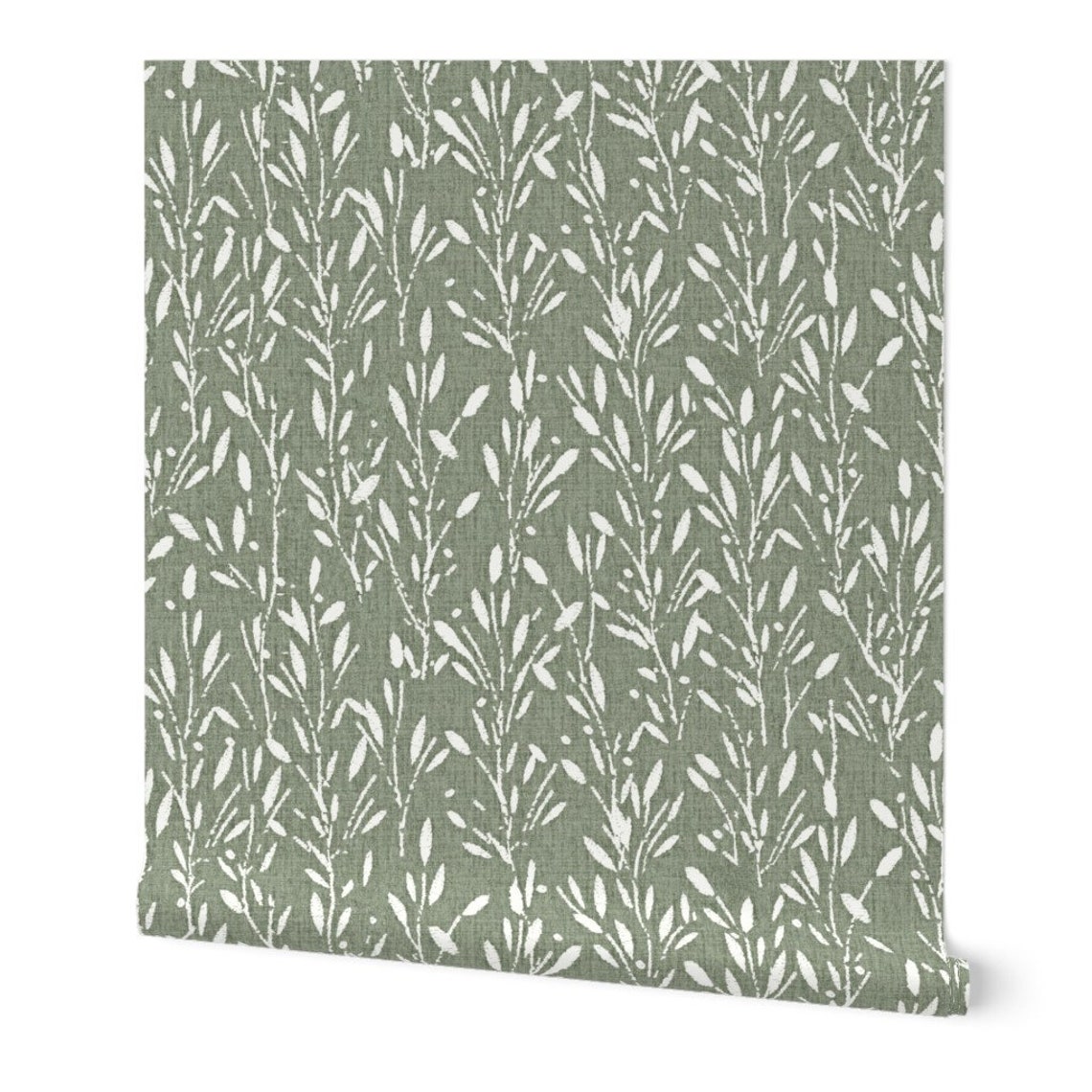 Botanical Wallpaper Olive Grove Green by Kristopher K - Etsy