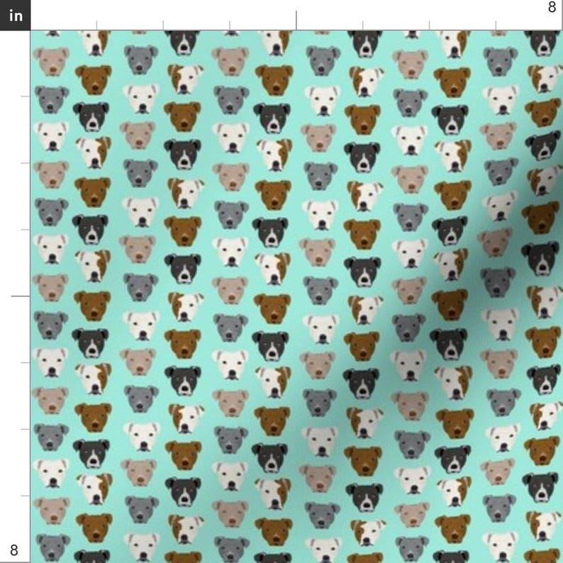 Pit Bull Fabric - Pit Bull Fabric Small Scale Pit Bull Heads Fabric Dog ...