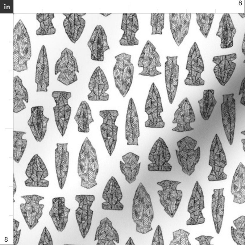 Southwestern Arrowhead Fabric Arrowheads Black and White by - Etsy