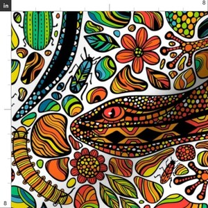 Doodle Rainbow Gecko Abstract Paint Fabric Find the Geckos by Katerina ...