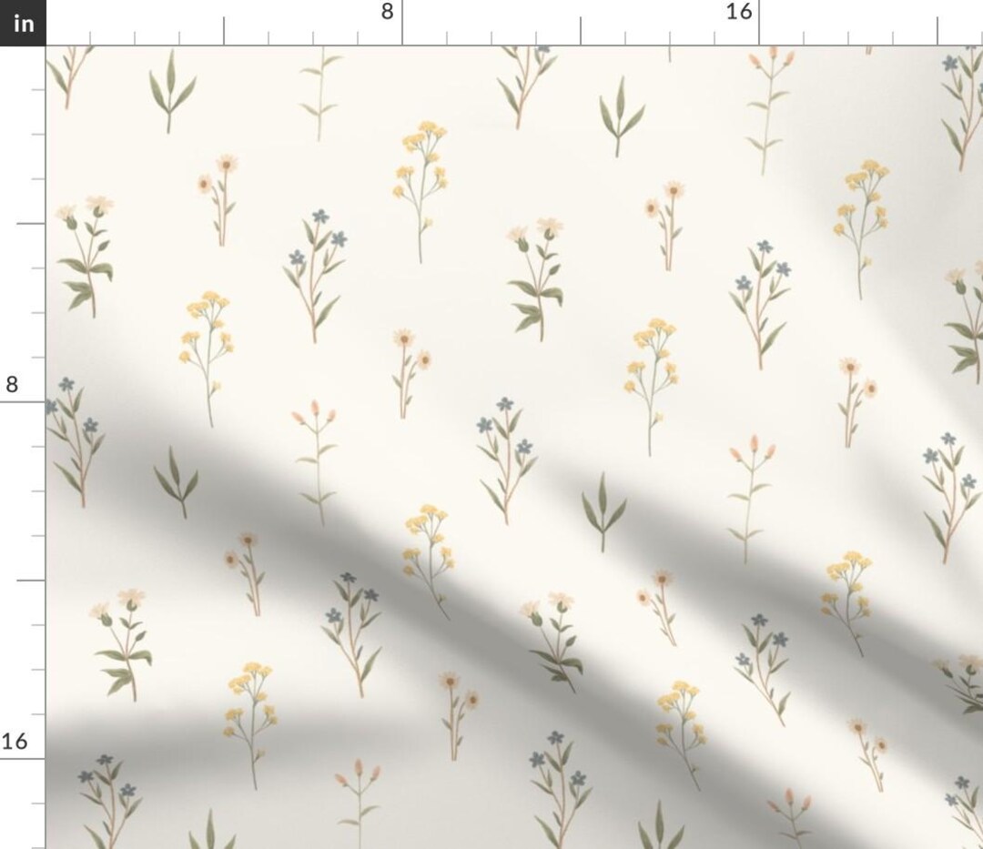 Neutral Floral Fabric Medium Vintage Wildflowers by jessicaperry ...