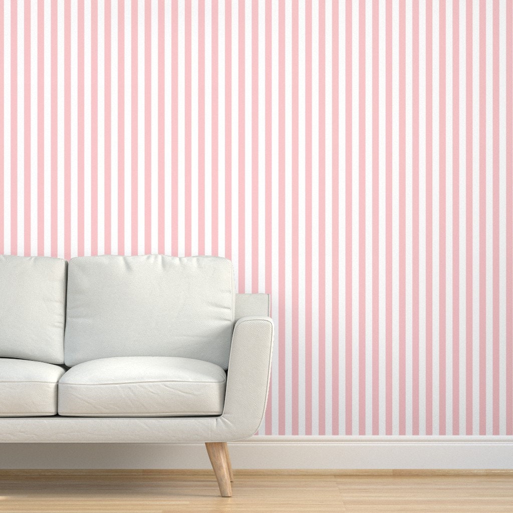 Striped Wallpaper Large Light Pink Stripes by Thepinkhome - Etsy