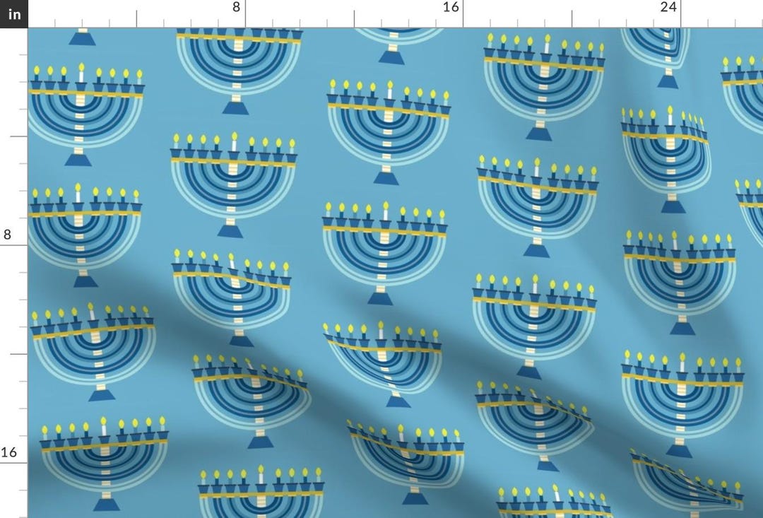 Menorah Blue Hanukkah Fabric - Menorah by Mintparcel - Menorah Holiday ...