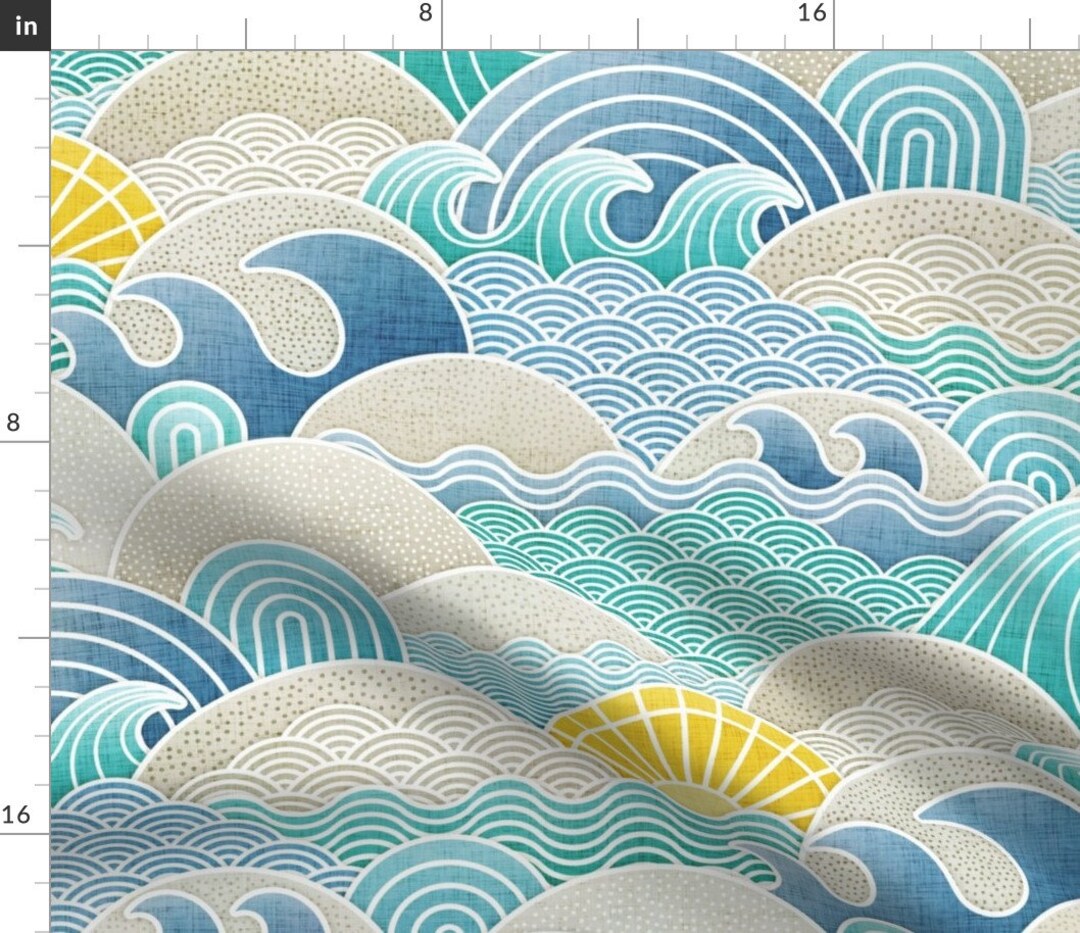 Ocean Fabric Sun and Sea Large by Patricia_lima Beach Waves Water ...