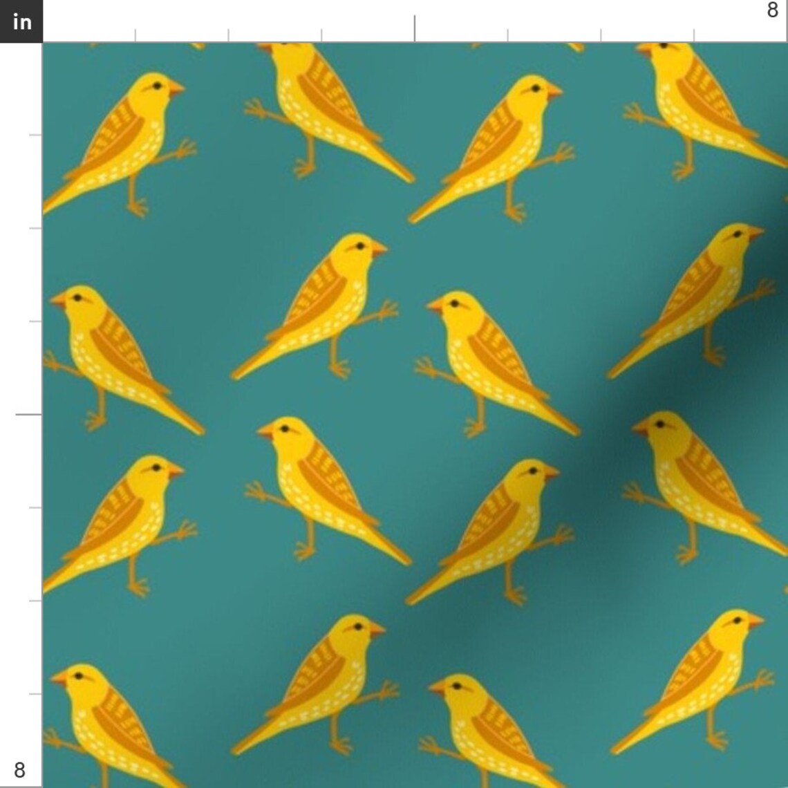 Yellow Canary Bird Fabric Canaries by Emilyrosethomson - Etsy