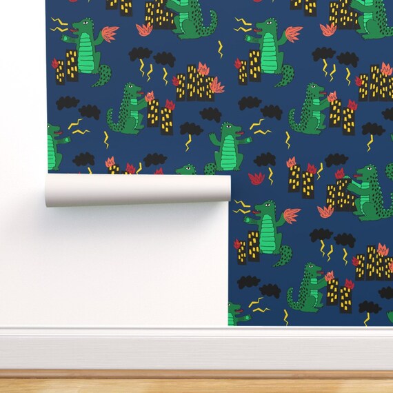 Monster Wallpaper Navy Blue Monster Scary Movie by Andrea - Etsy