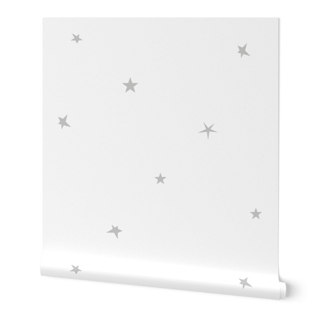 Stars Wallpaper Stars Cool Grey By Sunny Afternoon Tiny | Etsy