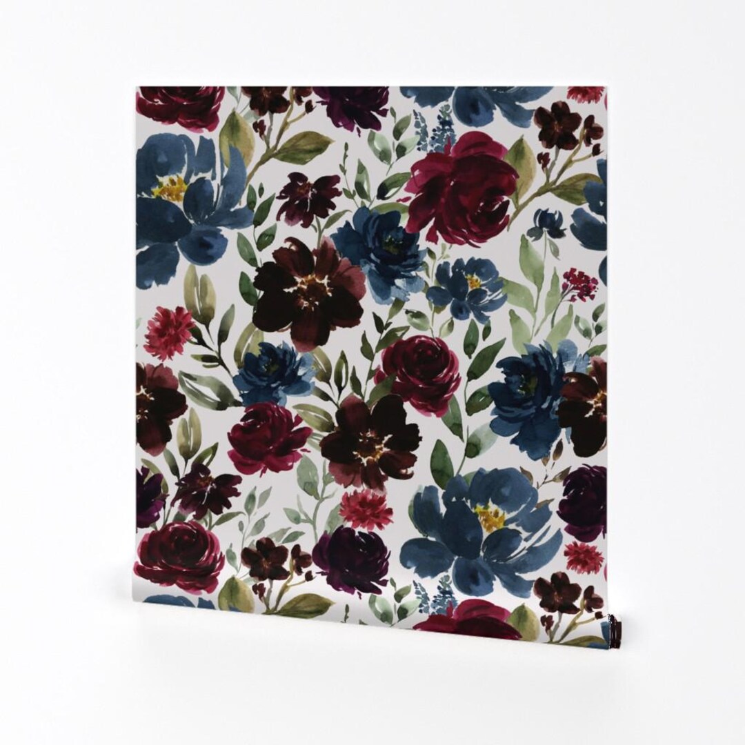 Bold Fall Floral Wallpaper Scarlet Floral by Hipkiddesigns Autumn ...