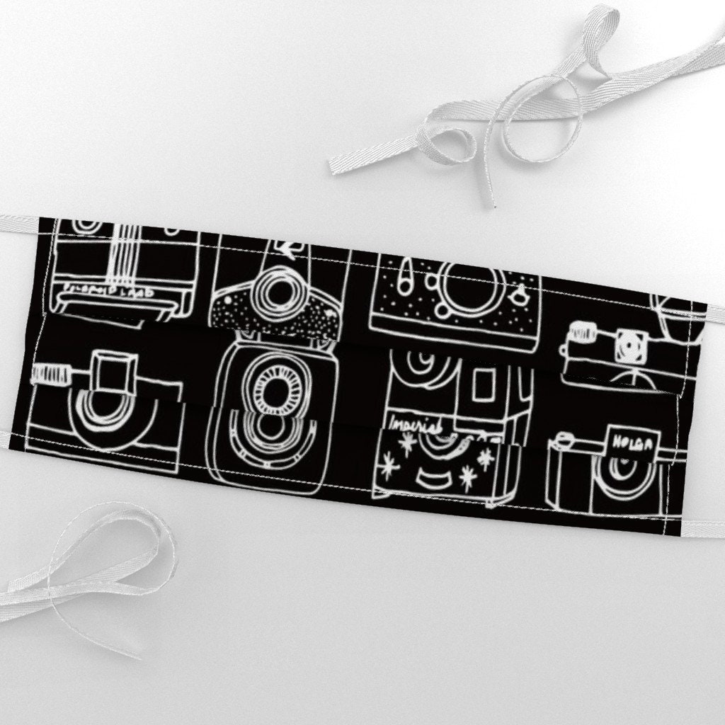 Vintage Cameras Fabric Vintage Cameras Black and White Hand - Etsy