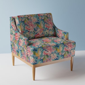 Pink Blue Roses Upholstery Fabric- Meadow Haven by Whitneyenglish ...