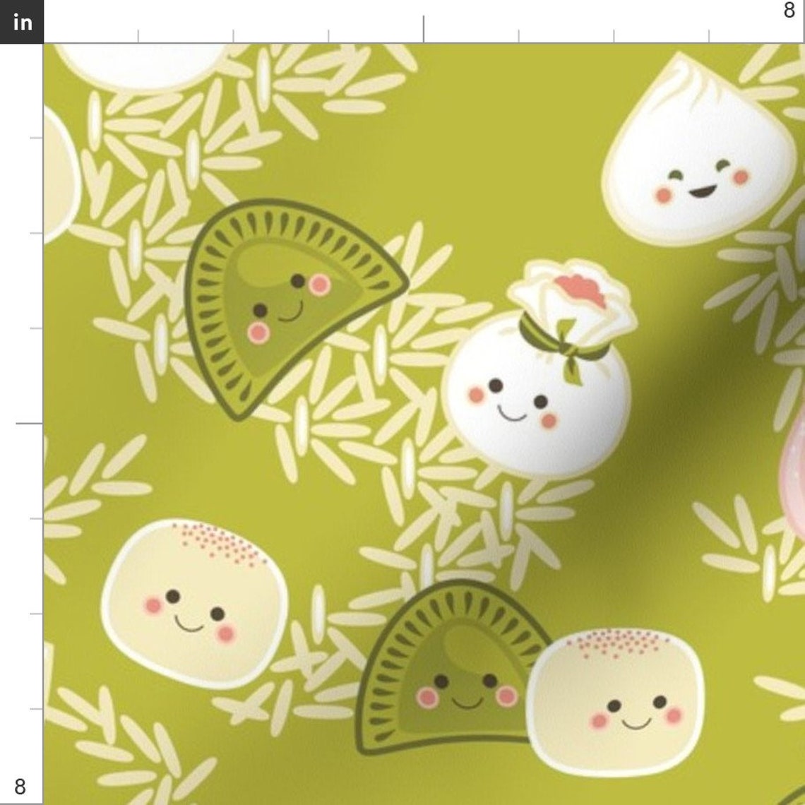 Dim Sum Fabric Dim Sum Dragon Dance by Hootenannit Dim Sum | Etsy